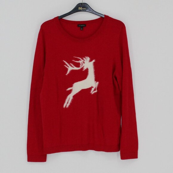 Talbots | Sweaters | Talbots Red Sweater With White Reindeer Design ...